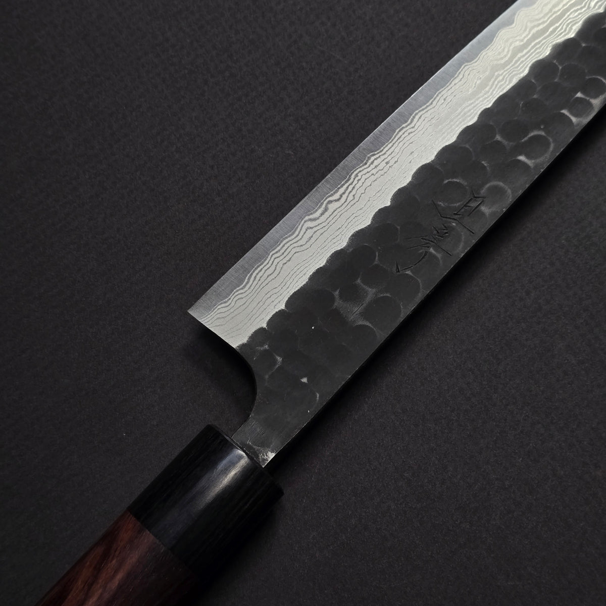 Akifusa Blue Super Tsuchime Damascus Sujihiki 240mm Rosewood Handle ...