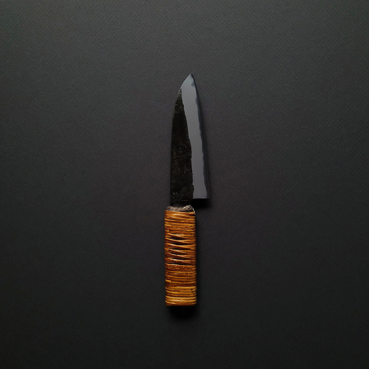 Tosho x Funaki White #2 Kurouchi Mini Santoku 100mm Urushi Rattan Wrap ...